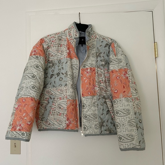 7 For All Mankind | Jackets & Coats | 7 For All Mankind Quilted Patchwork Jacket Floral Paisley ...